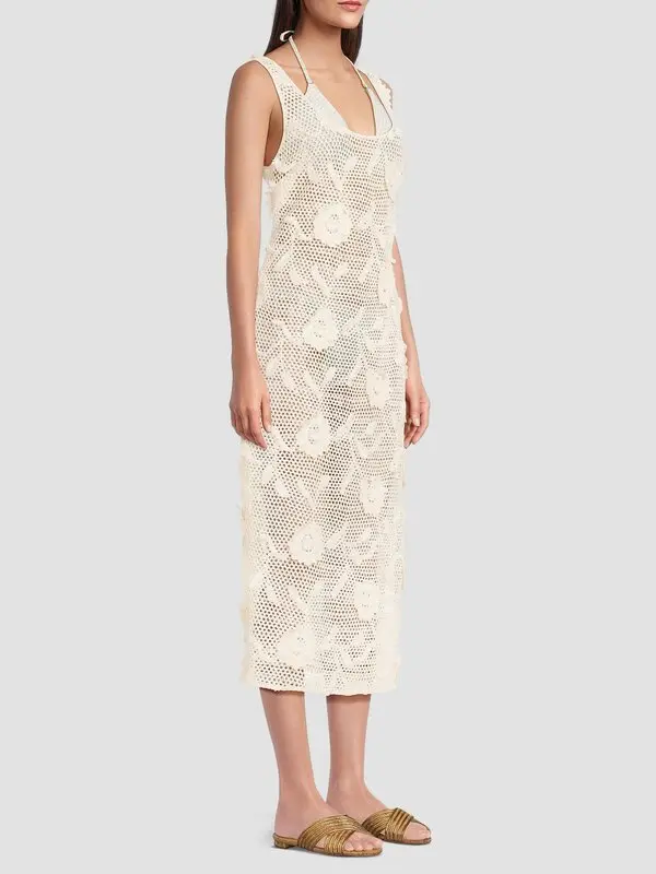 MILLY Sequined Crocheted Cover-up Midi-dress