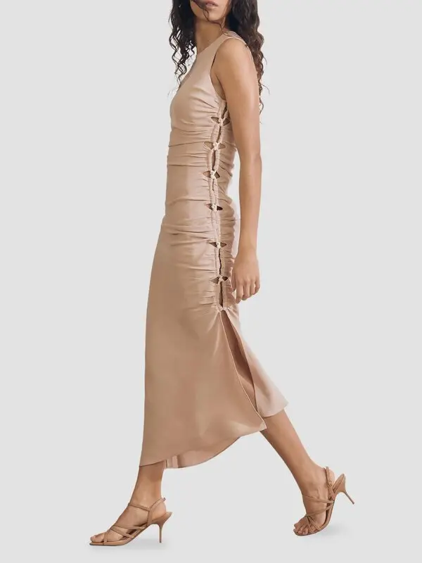 REISS ATELIER Brooke Lace-up Midi-dress