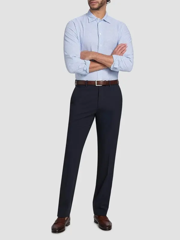 Emporio Armani Pinstriped Linen-cotton Button-front Shirt