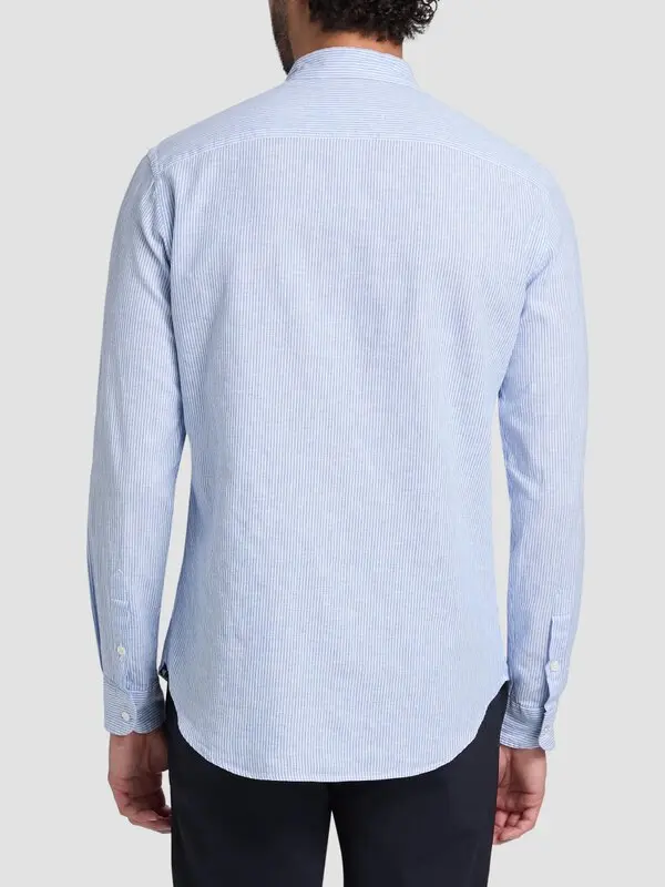 Emporio Armani Pinstriped Linen-cotton Button-front Shirt