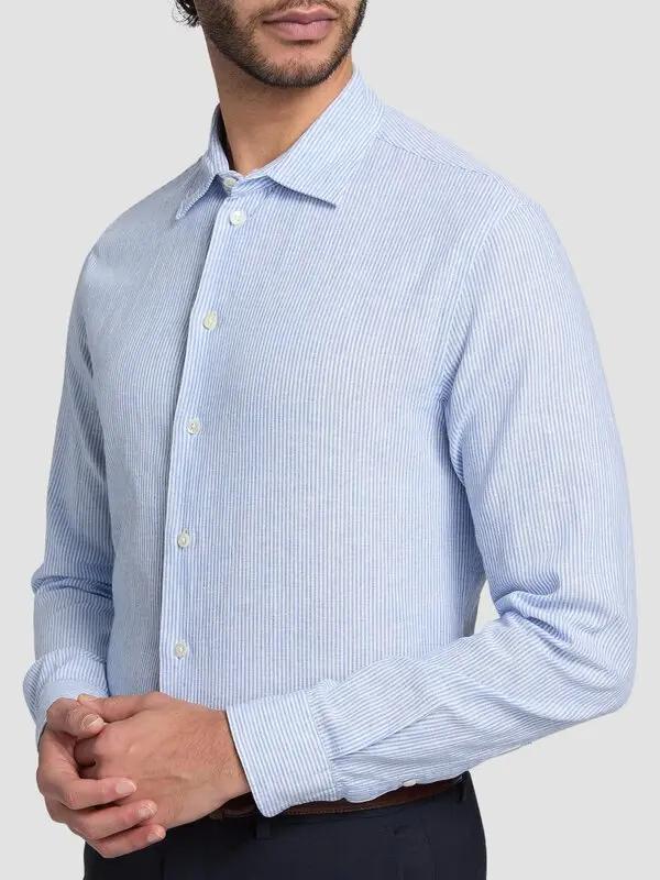 Emporio Armani Pinstriped Linen-cotton Button-front Shirt