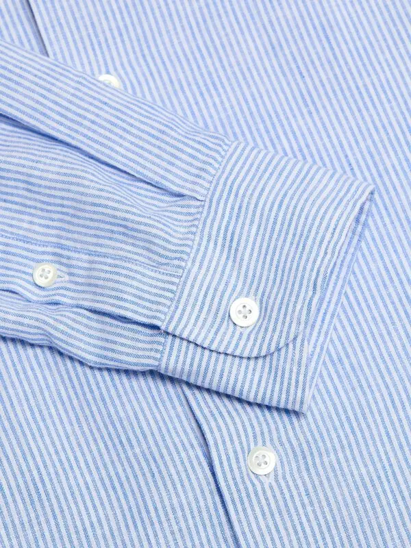 Emporio Armani Pinstriped Linen-cotton Button-front Shirt