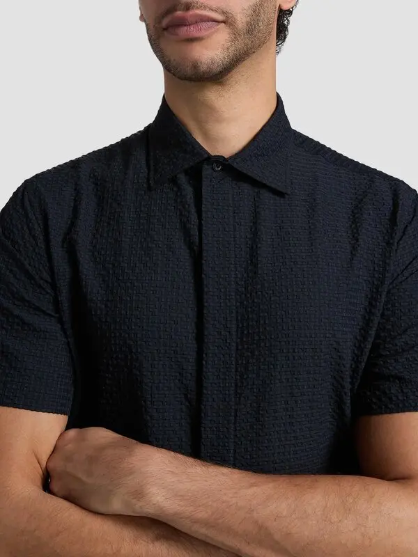 Emporio Armani Textured Tech Seersucker Sport Shirt