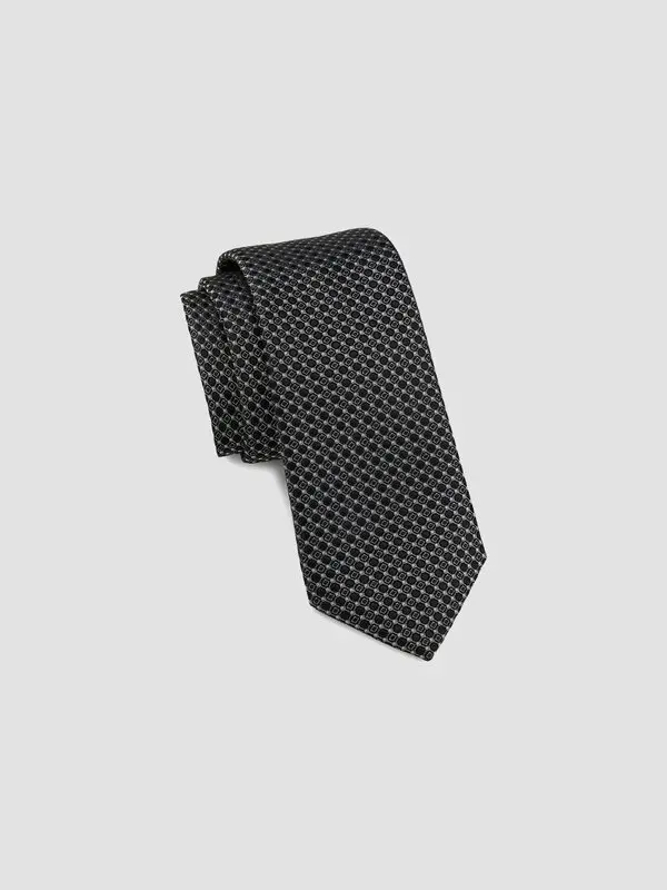 Giorgio Armani Geometric Woven Silk Jacquard Tie - Black