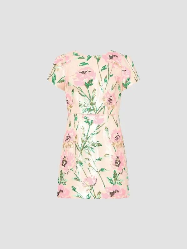 MILLY Rowen Floral Sequin Sheath Minidress - White Multi