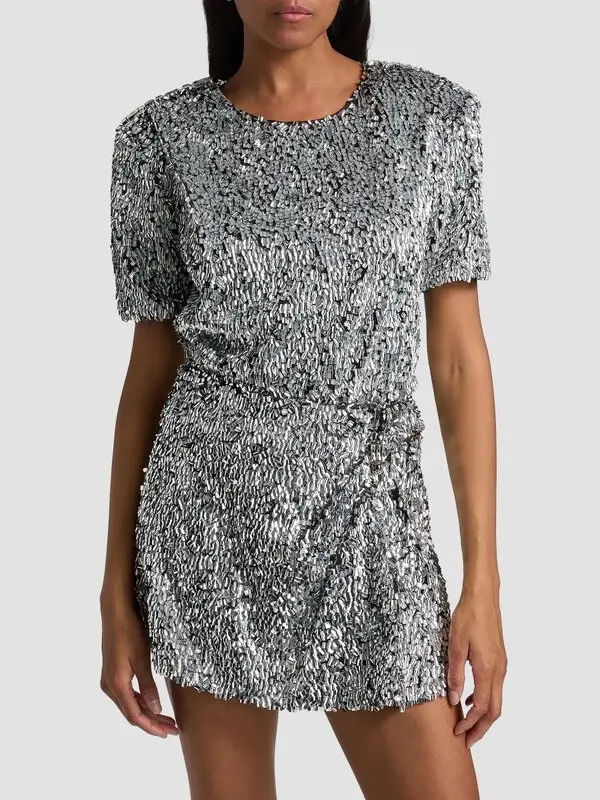 AREA Metallic Beaded Crop T-shirt