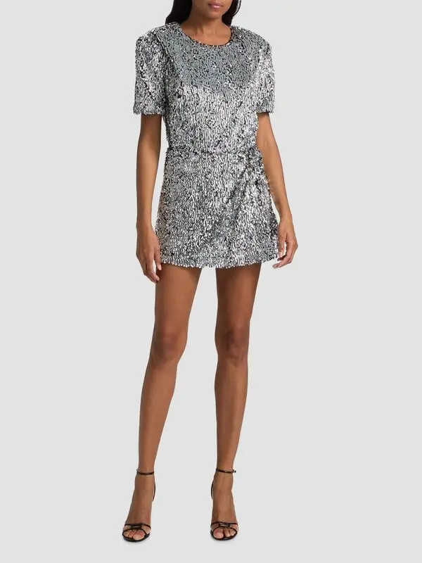 AREA Metallic Beaded Crop T-shirt
