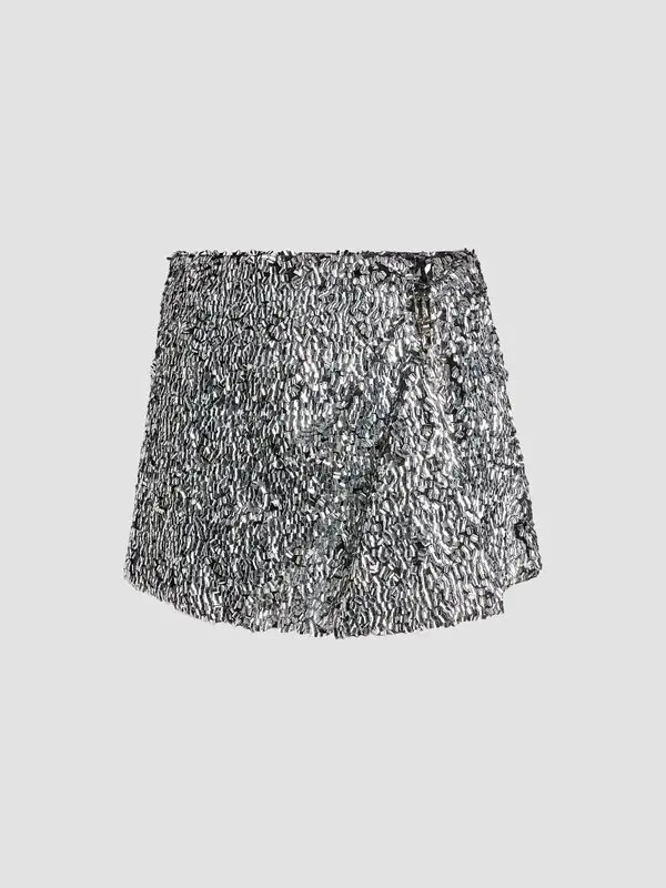 AREA Metallic Beaded Miniskirt