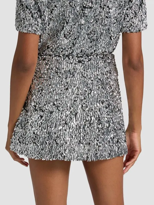 AREA Metallic Beaded Miniskirt