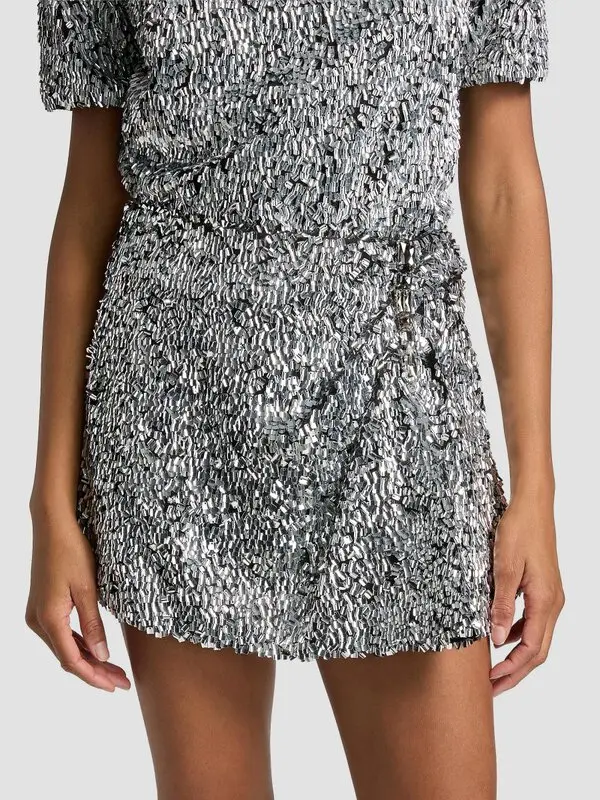 AREA Metallic Beaded Miniskirt