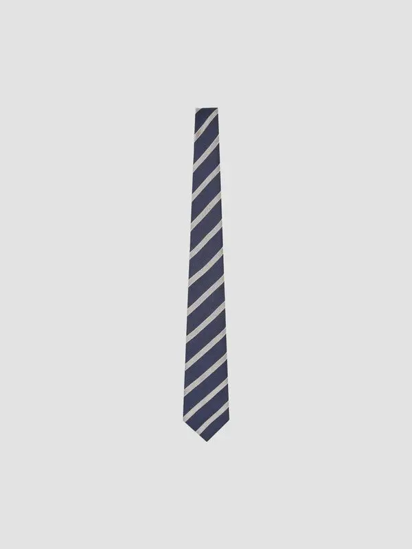 Giorgio Armani Wide-diagonal Striped Silk Jacquard Tie - Blu Notte