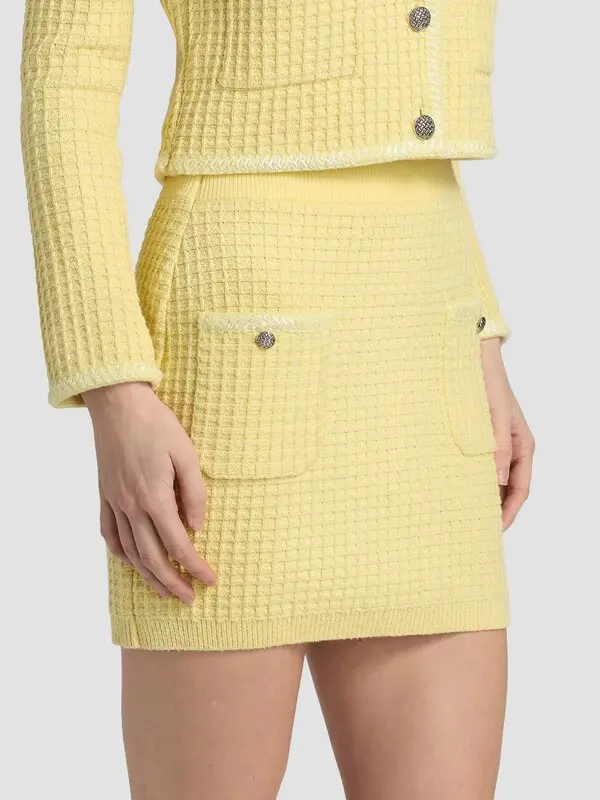 MILLY Saige Textured Knit Miniskirt - Yellow