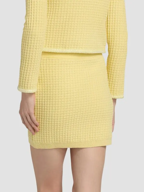 MILLY Saige Textured Knit Miniskirt - Yellow