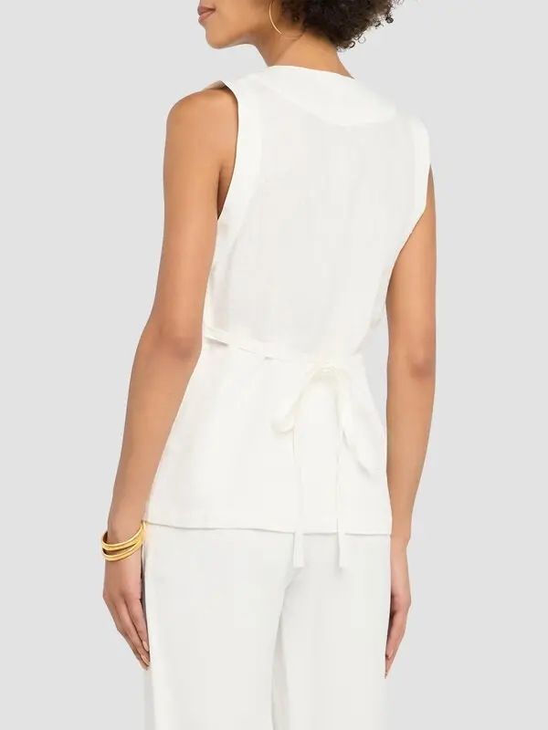 REISS Whitney Linen Double-breasted Vest