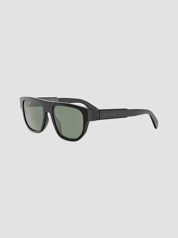 BVLGARI Aluminium 55mm Rectangular Sunglasses - Shiny Black Green