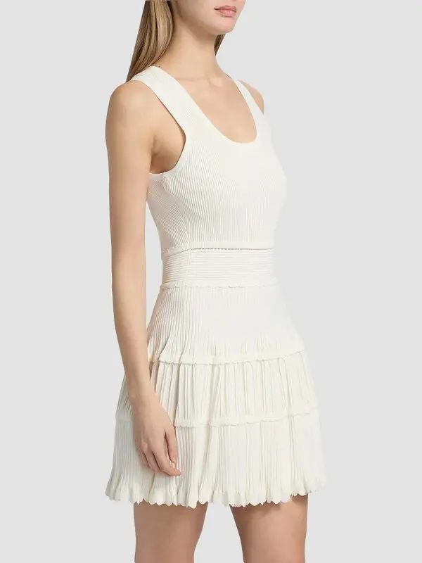 MILLY Suri Scallop-trim Fit & Flare Minidress