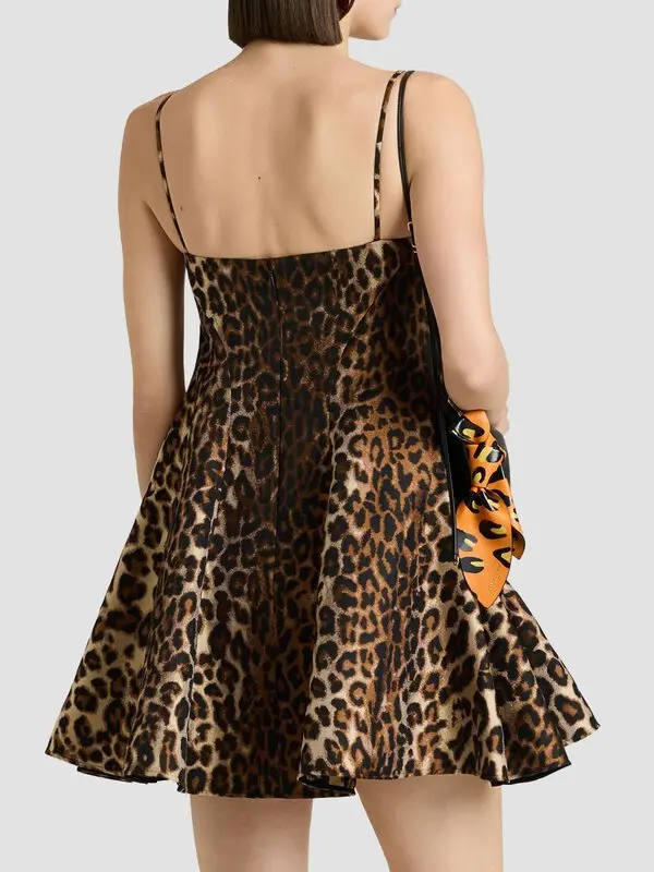 Givenchy Sliced Mini Dress In Leopard Jacquard