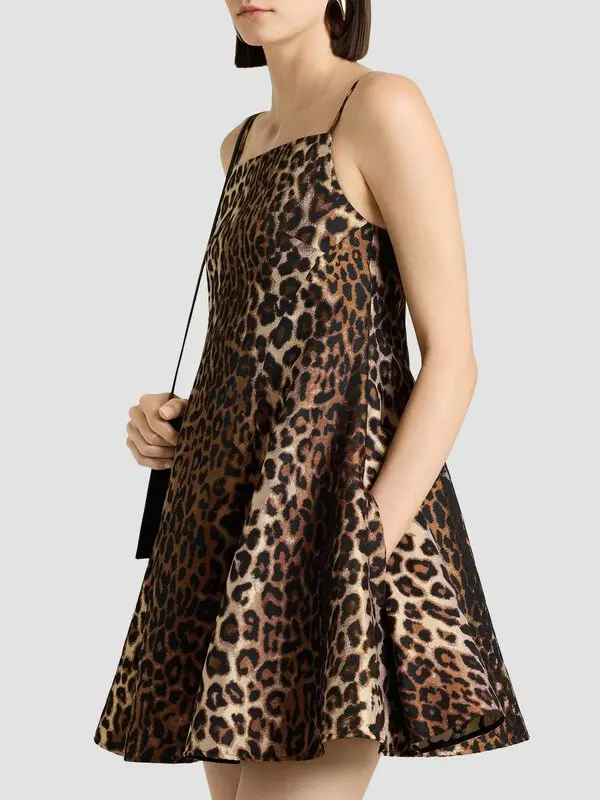 Givenchy Sliced Mini Dress In Leopard Jacquard