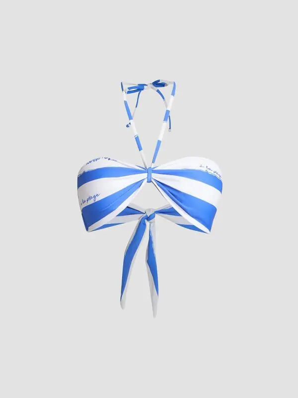 MILLY A La Plage Striped Halterneck Bikini Top