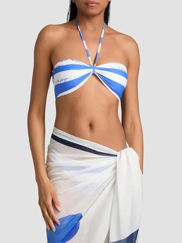 MILLY A La Plage Striped Halterneck Bikini Top