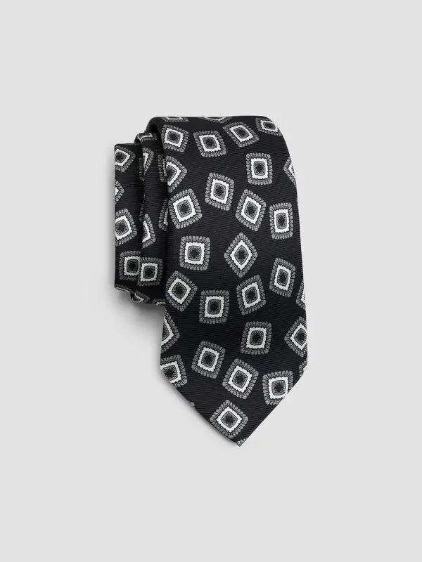 Kiton Geometric Silk Tie - Grey
