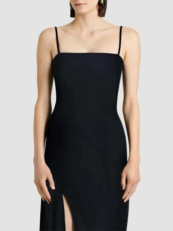 Givenchy Sliced Long Slashed Dress In Crepe Cady - Black