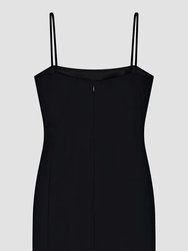 Givenchy Sliced Long Slashed Dress In Crepe Cady - Black