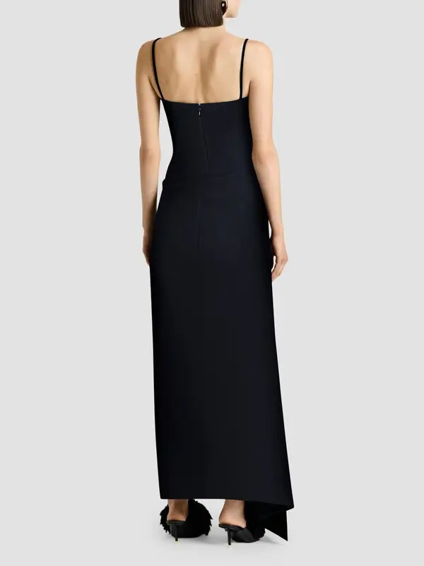 Givenchy Sliced Long Slashed Dress In Crepe Cady - Black