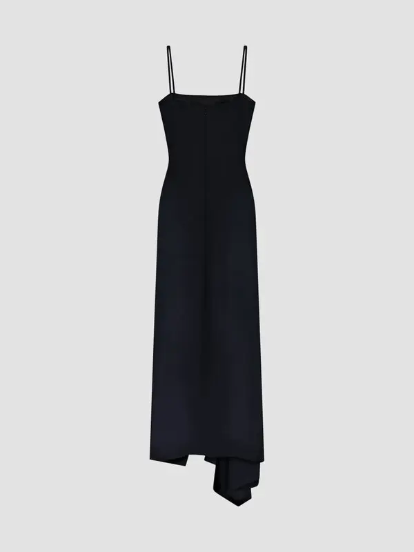 Givenchy Sliced Long Slashed Dress In Crepe Cady - Black