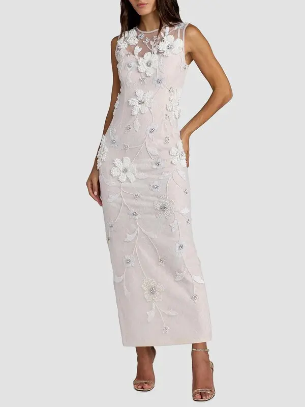 Mac Duggal Embellished Floral Lace Maxi Dress