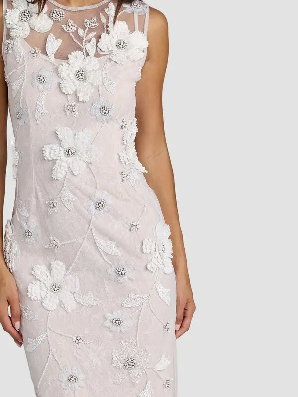Mac Duggal Embellished Floral Lace Maxi Dress