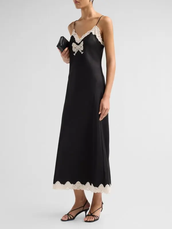 LoveShackFancy Lomira Lace-trim Crepe Midi Dress