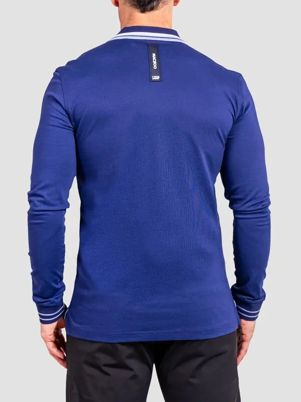 MACEOO Ascension Long Sleeve Polo Shirt - Blue