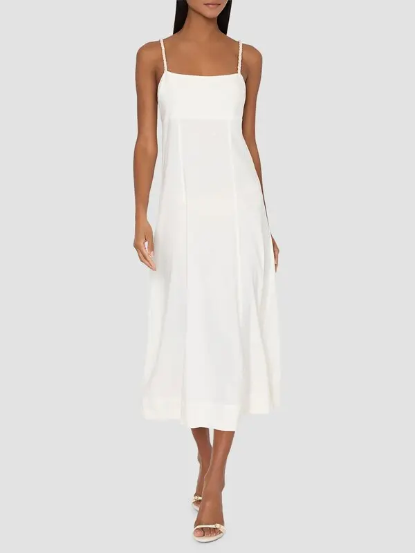 MILLY Linen A-line Midi-dress