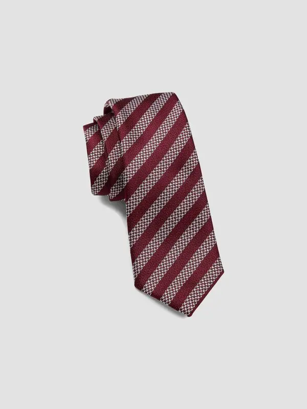 Giorgio Armani Striped Woven Silk Jacquard Tie - Bordeaux