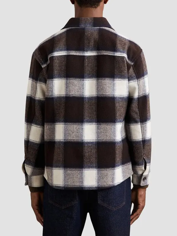 REISS Mcfadden Checked Wool-blend Overshirt