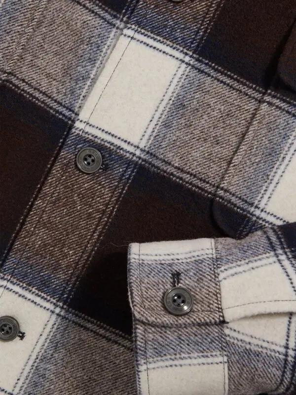 REISS Mcfadden Checked Wool-blend Overshirt