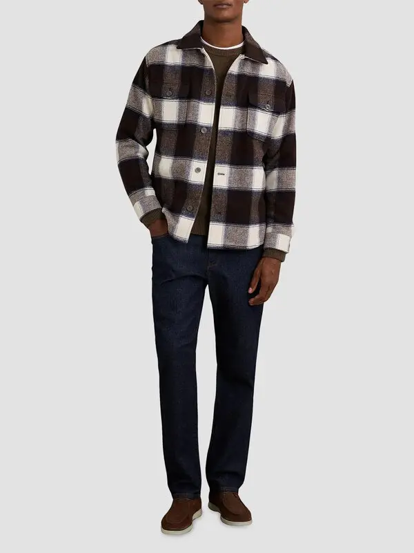 REISS Mcfadden Checked Wool-blend Overshirt