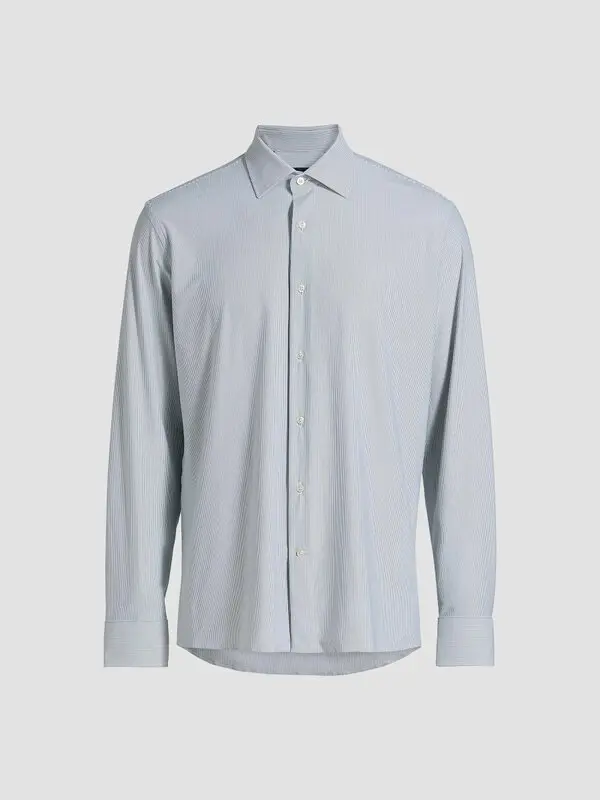 SAKS FIFTH AVENUE Collection Vertical Mini-striped Button-front Shirt - Grey
