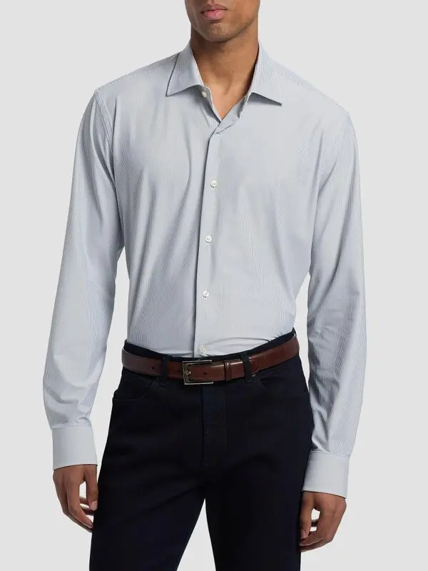 SAKS FIFTH AVENUE Collection Vertical Mini-striped Button-front Shirt - Grey