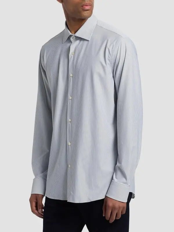 SAKS FIFTH AVENUE Collection Vertical Mini-striped Button-front Shirt - Grey