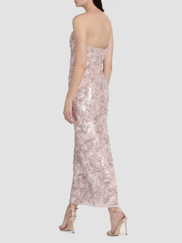 MILLY Jasmine Sequined Strapless Gown