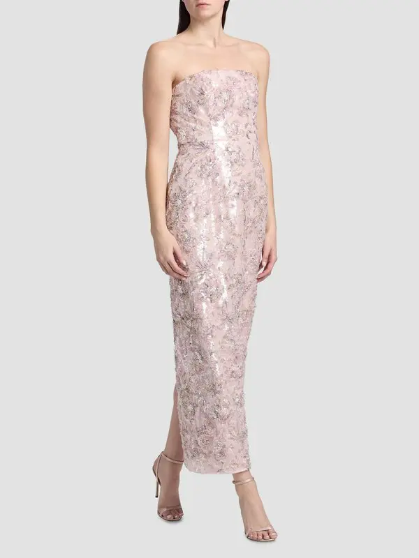 MILLY Jasmine Sequined Strapless Gown
