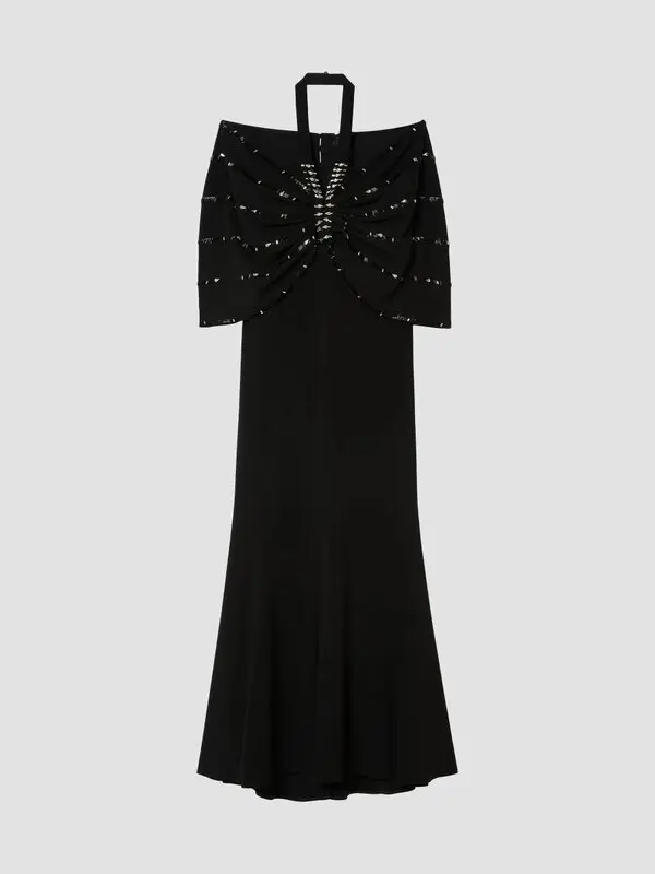Marina Rinaldi Embroidered Cady Dress And Cape