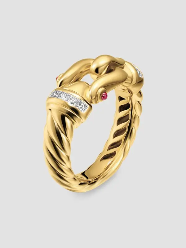 David Yurman Buckle Ring In 18k Yellow