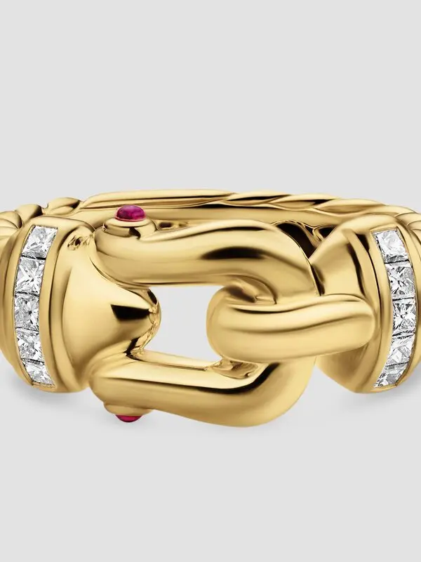 David Yurman Buckle Ring In 18k Yellow