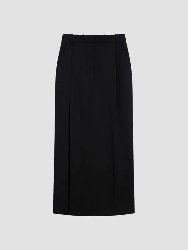 Givenchy Slashed Midi Skirt In Wool - Black