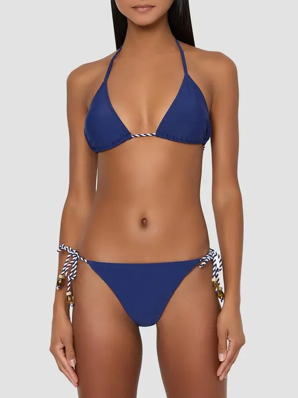 MILLY Halterneck Bikini Top - Navy Multi