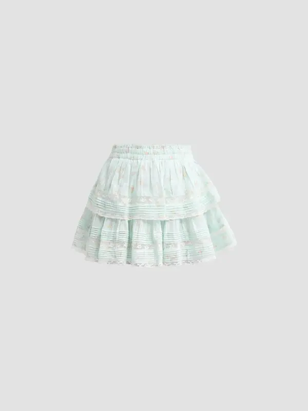 LoveShackFancy Floral Ruffle Mini Skirt