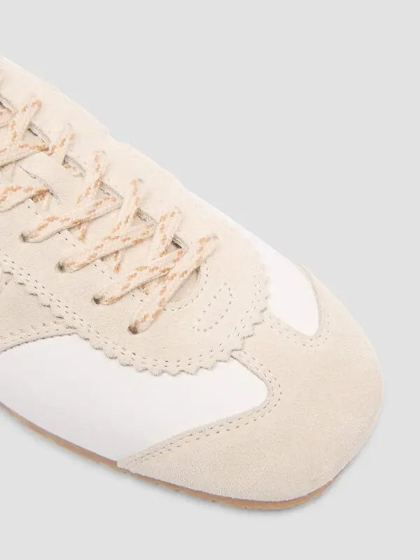 Dries Van Noten Leather Suede-trimmed Sneakers - White